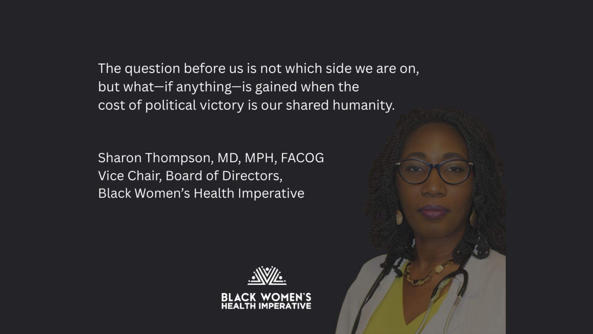 Sharon Thompson, MD, MPH, FACOG Vice Chair, Board of Directors ...